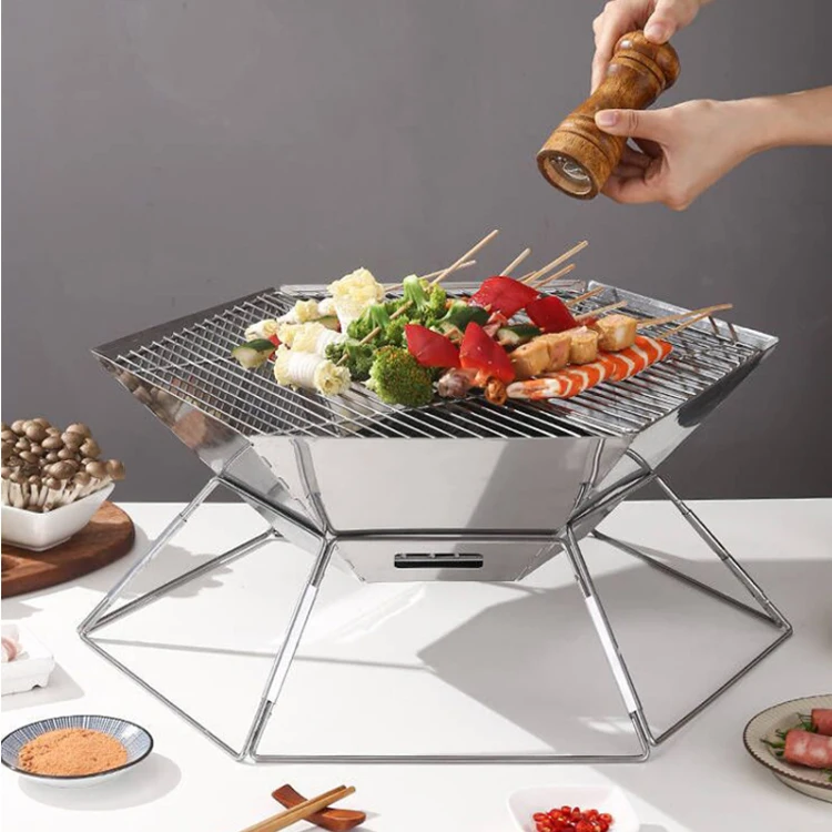 Hexagonal Fire Table Folding Portable Barbecue Grill Outdoor Camping ...