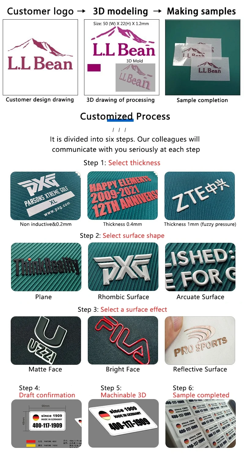 3D Silicone Heat Transfer Labels - Custom Clothing Tags