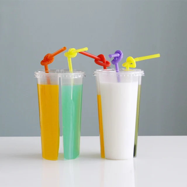 Customized Disposable Clear Plastic Double Shared Split Juice Cup Cold ...