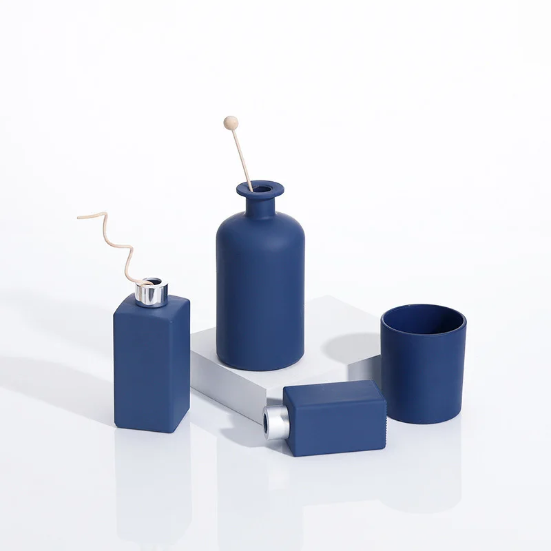 Luxury Aroma Reed Diffuser Bottle Blue Frost Glass Jar With Reed Luxury ...