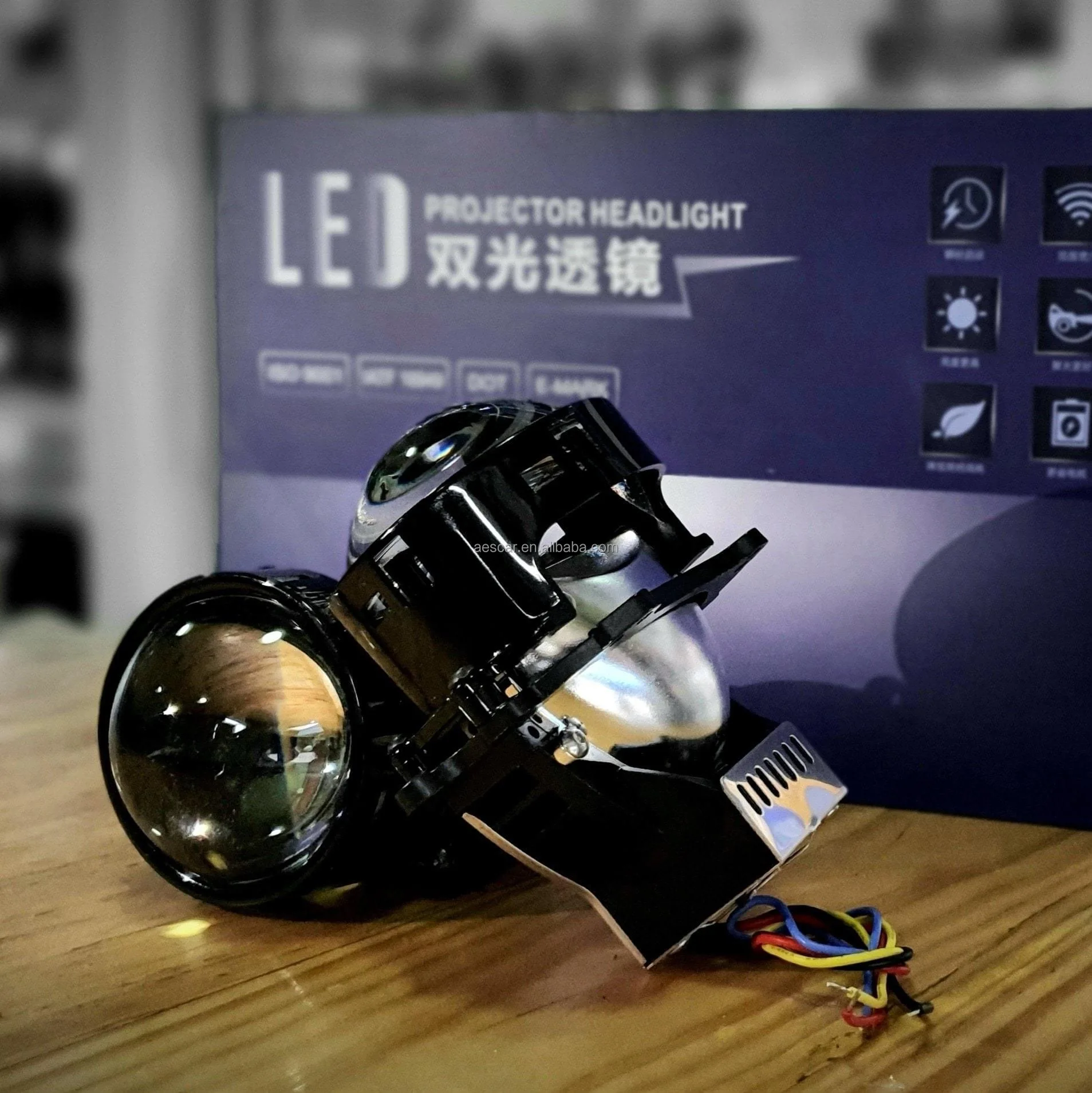 Factory Price Aes A14 Lhd/rhd Car Led Projector Lens Light 2pcs Bi Led ...