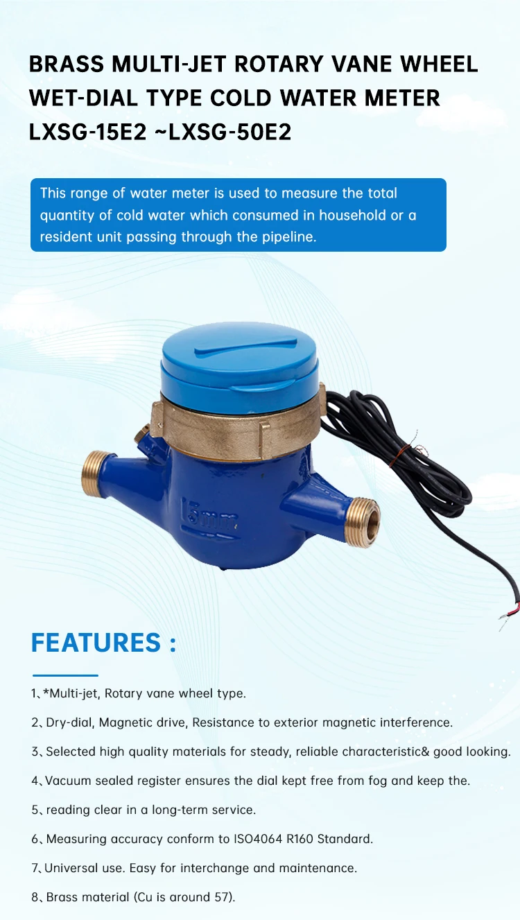 Iso 4064 Class B Remote Reading Brass Multi-jet Flow Digital Smart ...