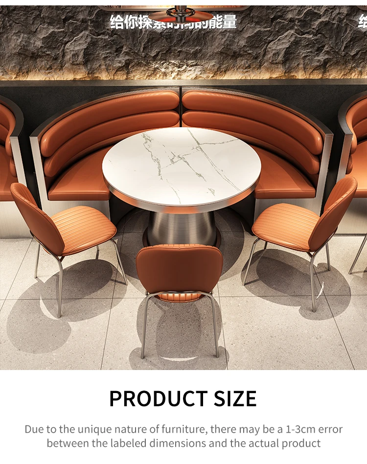 Industrial U-Shaped Leather Sofa Metal Restaurant Table and Chair Set ...