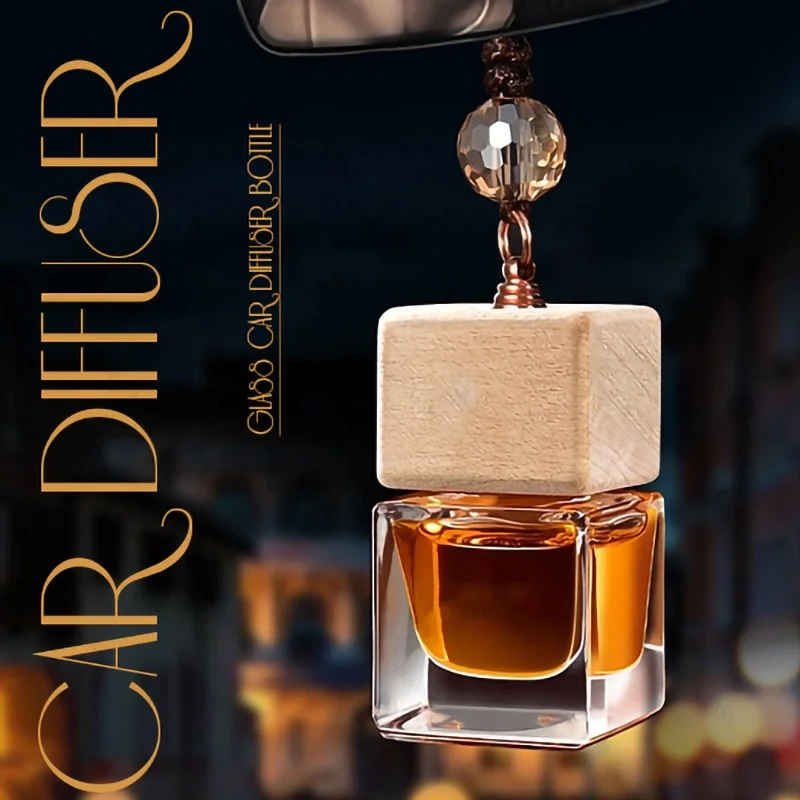 New Hanging Empty Round 10ml Car Perfume Bottle Square Luxury Glass Car ...