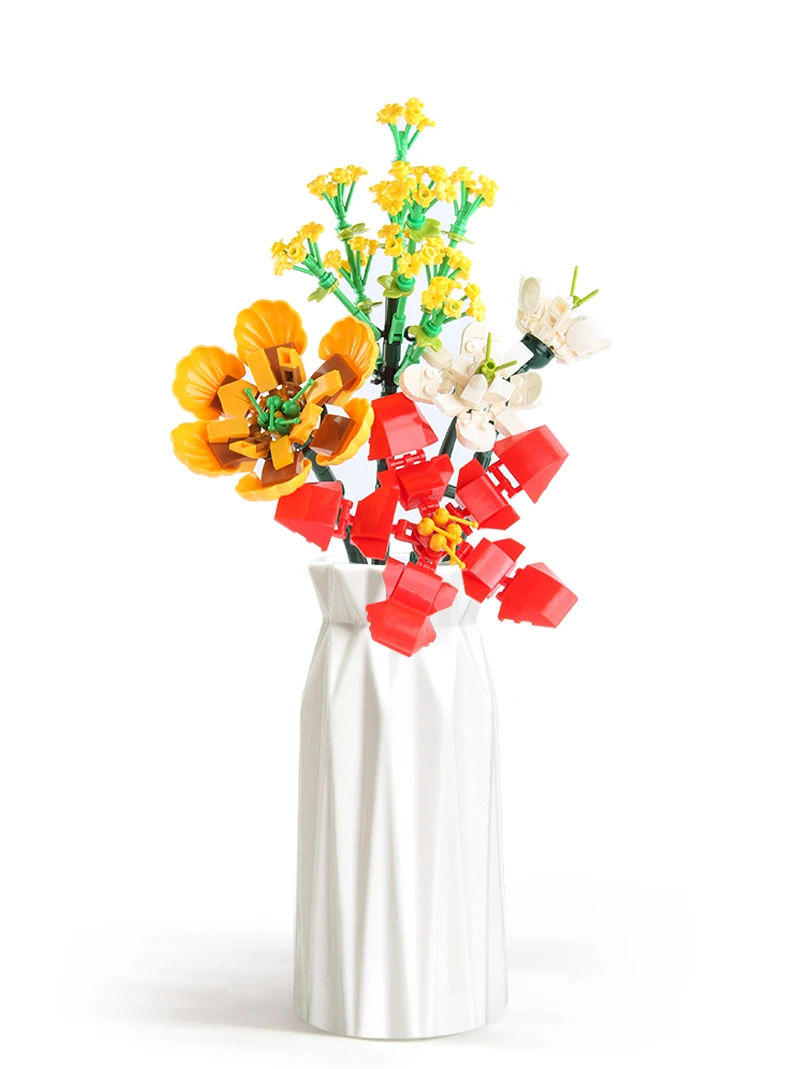 New 2024 Flowers Bouquet Moc Bricks Crystal Rose Sunflower Lily Diy ...