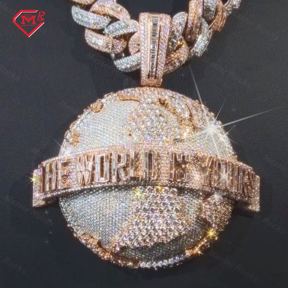 Iced Out Letter Name Moissanite Customized Pendant Round Emerald Cut ...