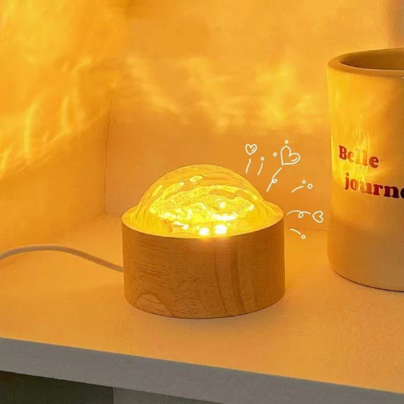 Dynamic Rotating Water Ripple Night Light Atmosphere Lamp Tabletop ...