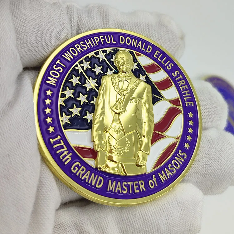 Custom Gold Plating Enamel Logo Free Mason Coin Masonic Challenge Coin ...
