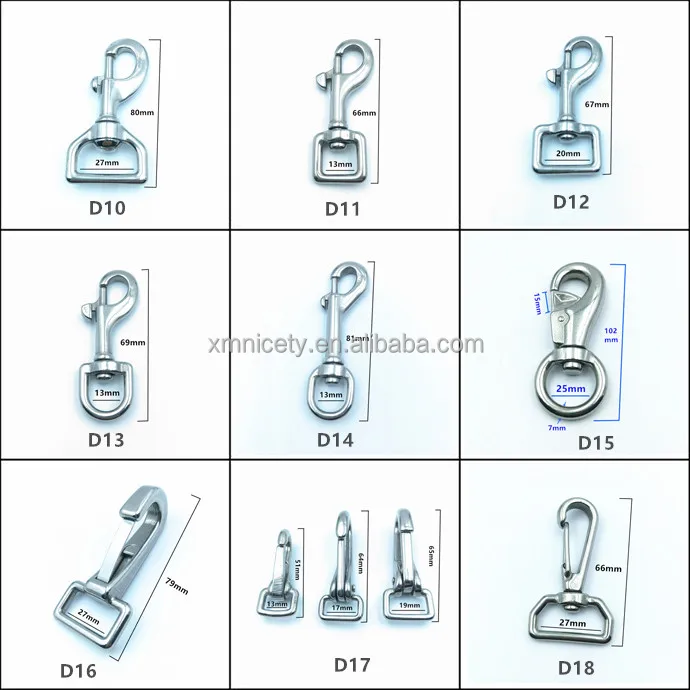 304 316 Stainless Steel Fixed Eye Snap Hook for Pet Hardware