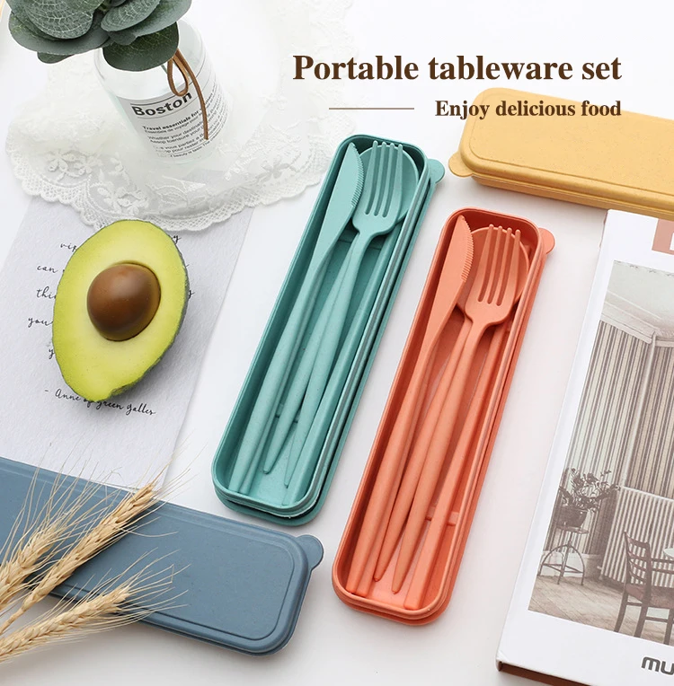 Eco-friendly Wheat Straw Cutlery Set for Kids & Travel