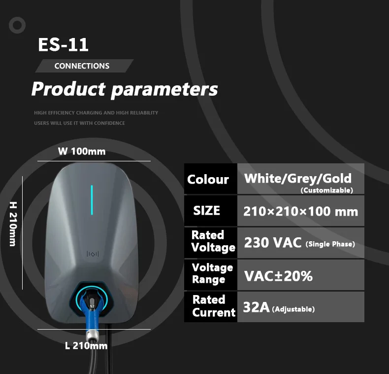 32A AC EV Charger 7KW Portable EV Charger Electric Vehicle Car Charger ...