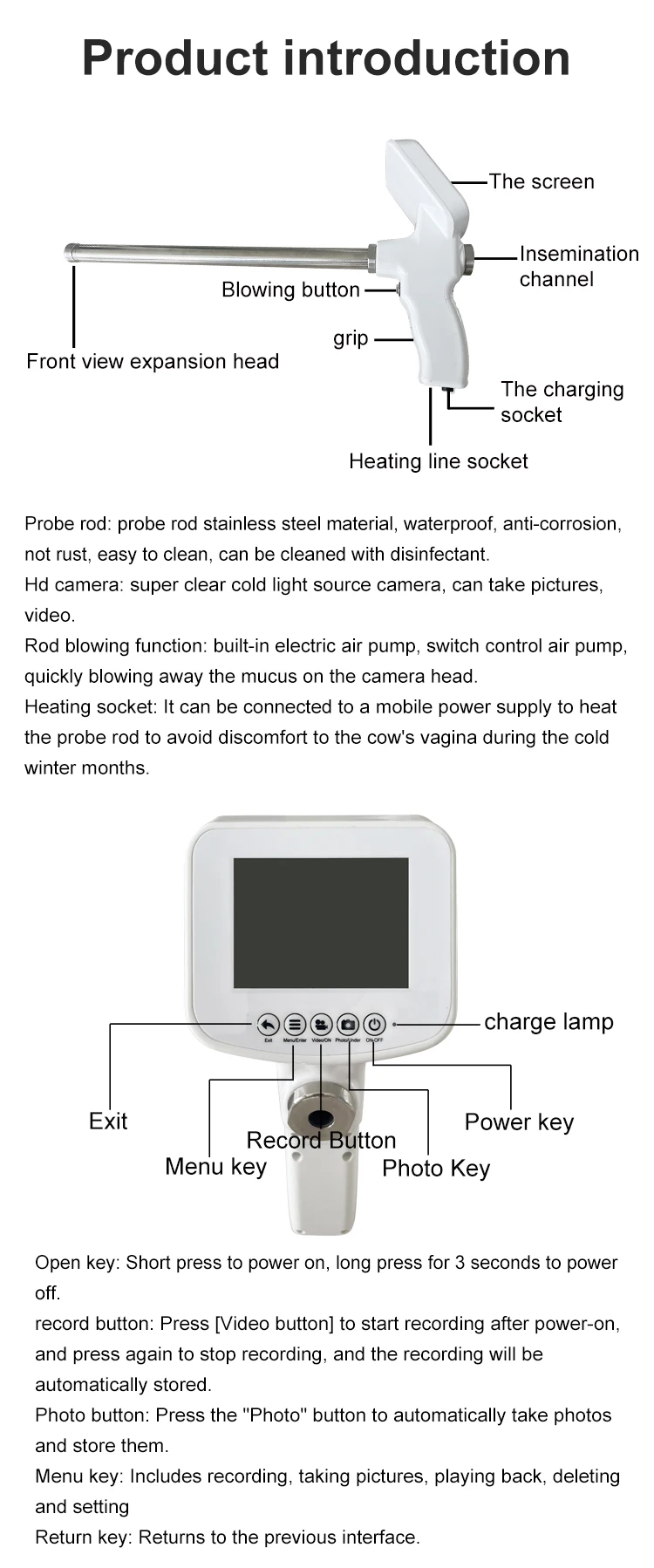 Portable Bovine Veterinary Instrument Cow Artificial Insemination Gun ...