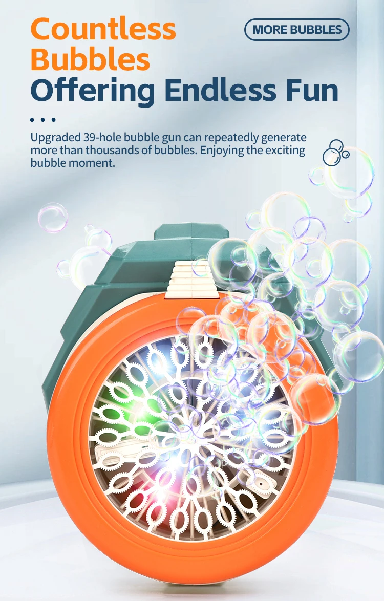 39 Holes Electric Bubble Blower Gun Toys Automatic Bubble Blower ...
