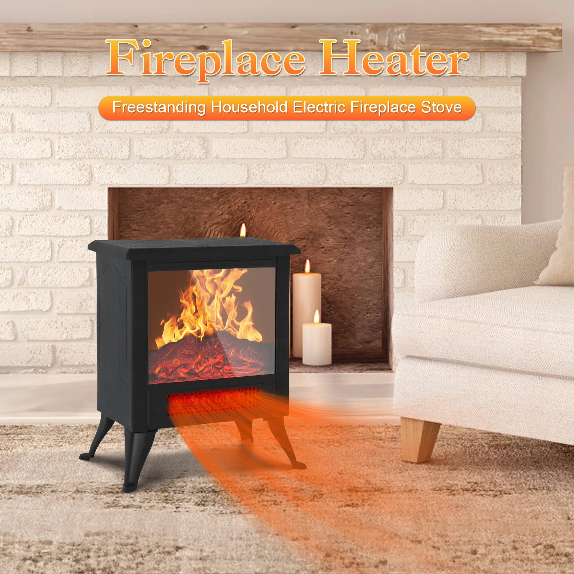 KONWIN Freestanding Electric Fireplace Stove - Portable Room Heater ...