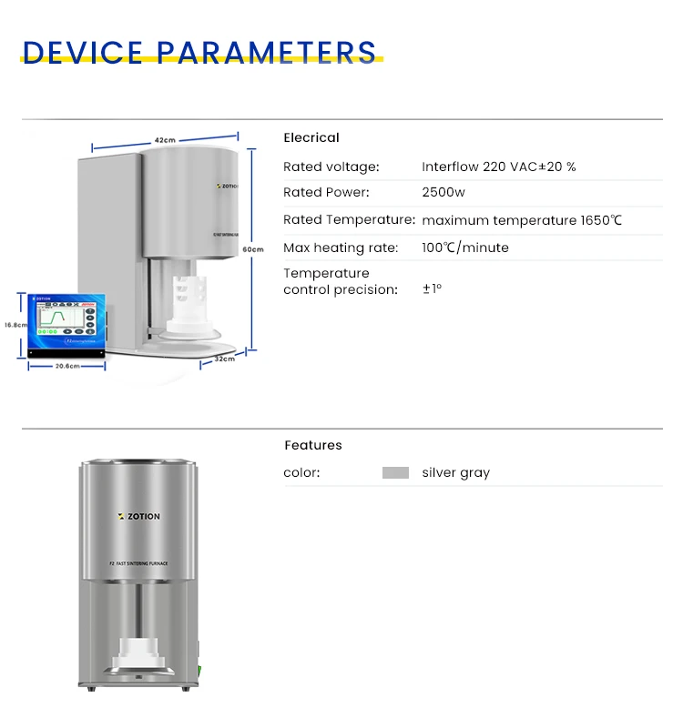 ZOTION F2 Dental Fast Sintering Furnace - Efficient Zirconia Sintering