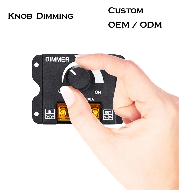 LED PWM Dimmer Rotary 12-24V 30A - High Power Black Steel Case