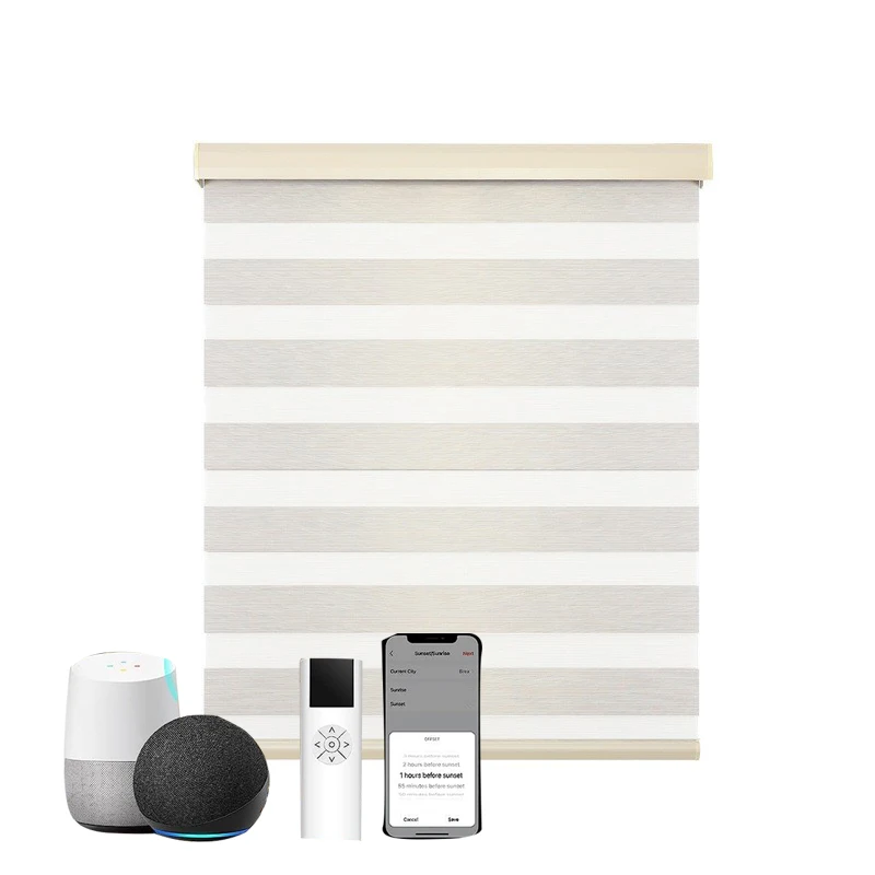 Remote Control Tuya Wifi Electric Motorized Zebra Blinds Curtain Smart ...