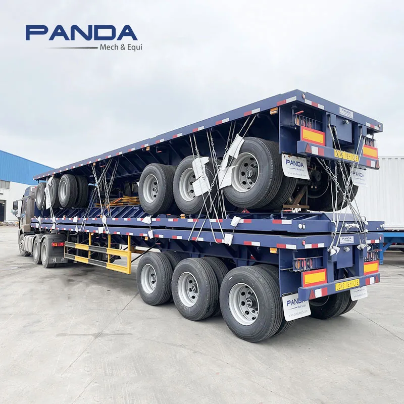 Long semi trailer flat bed transport | 60 ton flatbed trailer