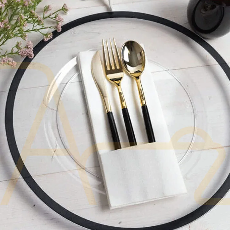 Factory Customized Clear Charger Plate With Black Rim Durable Acrylic ...