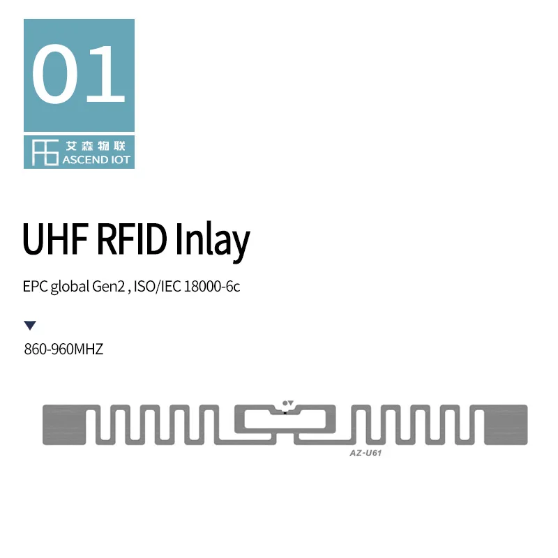 Az-u61 Rfid Tag 860-960 Mhz Uhf Labels Iso 18000-6c Rfid Wet Inlay ...