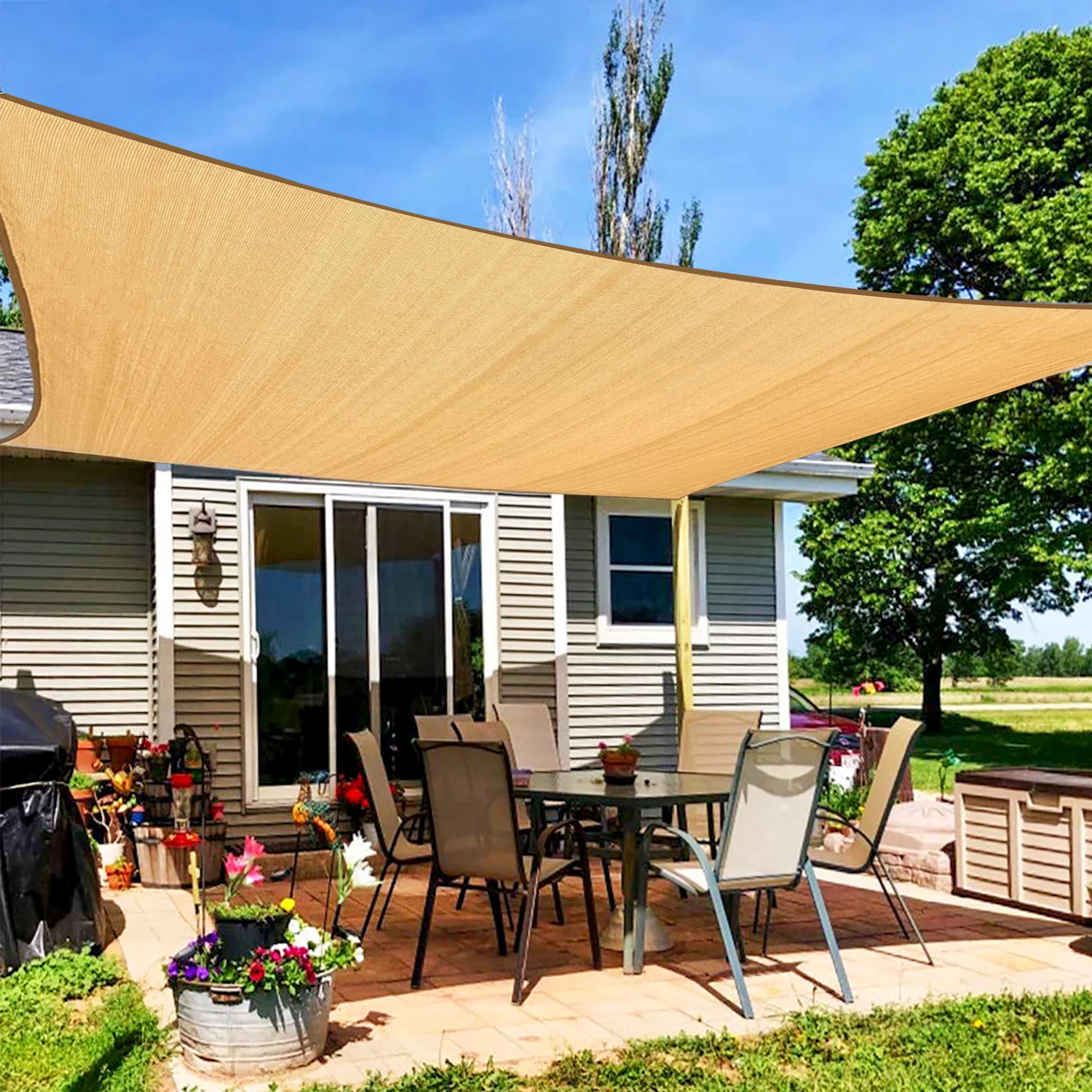 Outdoor Rectangle HDPE Netting Sun Shade Sail UV Finished with Oxford ...