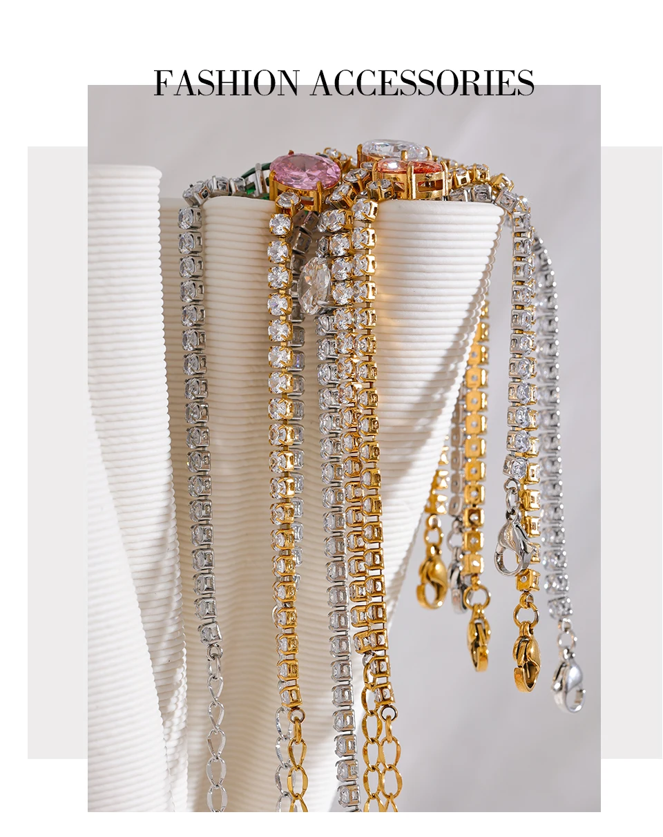 JINYOU 2093 Waterproof Luxury Cubic Zirconia Bling Chain Bracelet ...