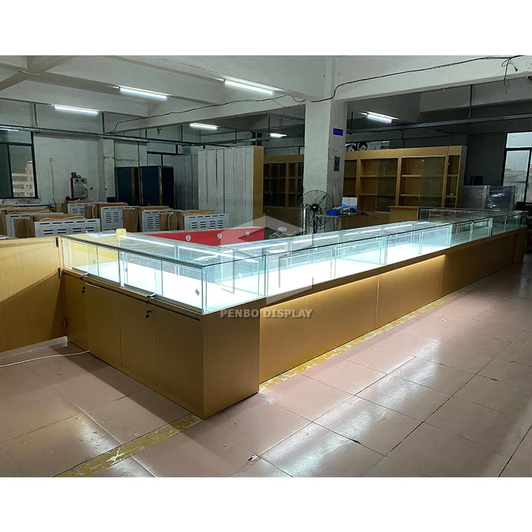 Golden Glass Jewelry Display Cabinet/corner Glass Display Cabinet ...