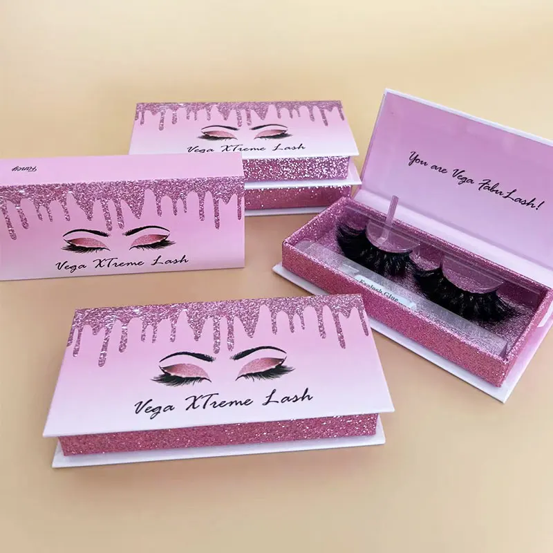 Custom Luxury Eyelash Packaging Box - Black & Pink Glitter
