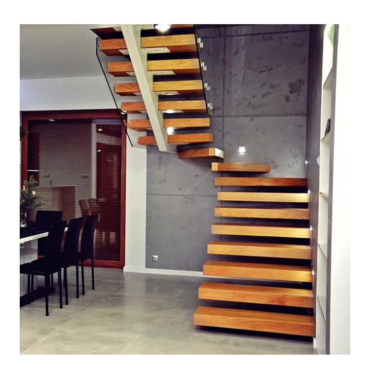 Self Supporting Cantilever Embedded Beam Wood Floating Staircase Hidden ...