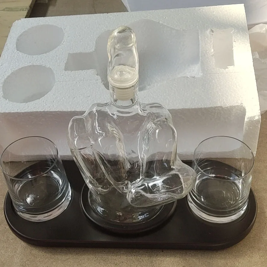 RTS Finger Shaped Glass Bottle Wine & Whisky Decanter Set with 2 ...