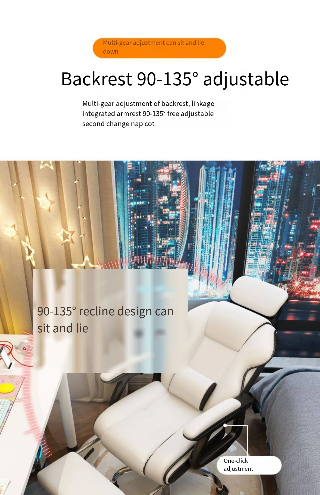 Adjustable Rotating Leather Chair for Home Office & Gaming