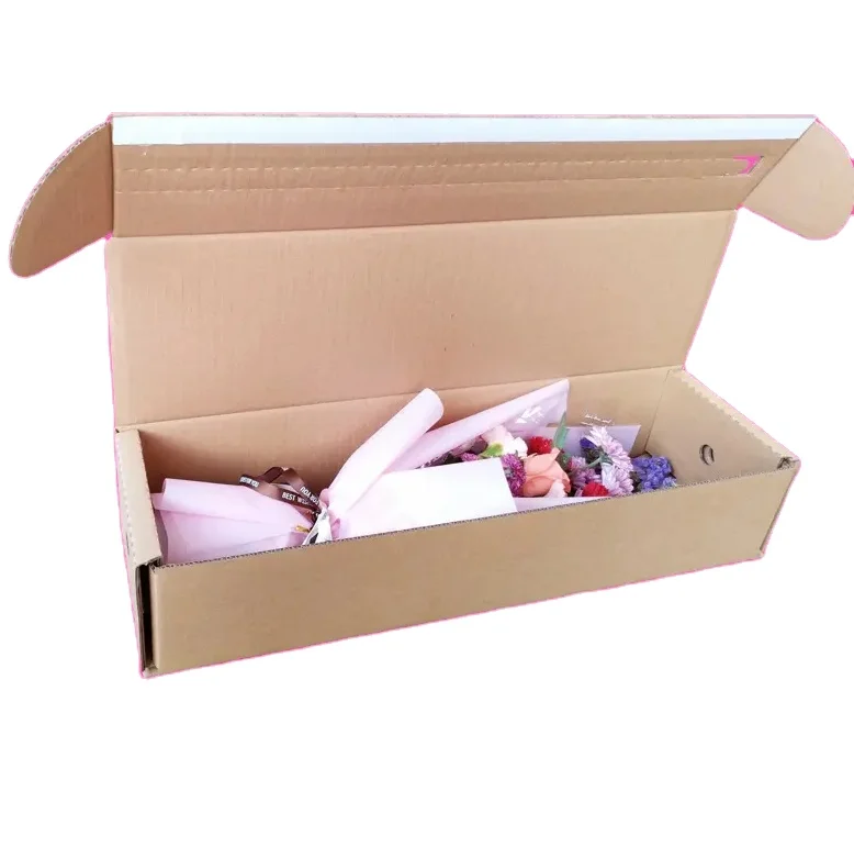 Custom Size Logo Recyclable Corrugated Cardboard Packaging Plant Flower ...
