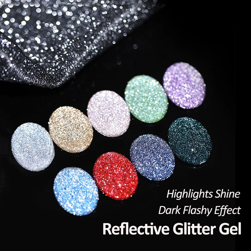 30 Colors Reflective Sparkly Disco Gel Polish Nail Uv Glitter Gel ...