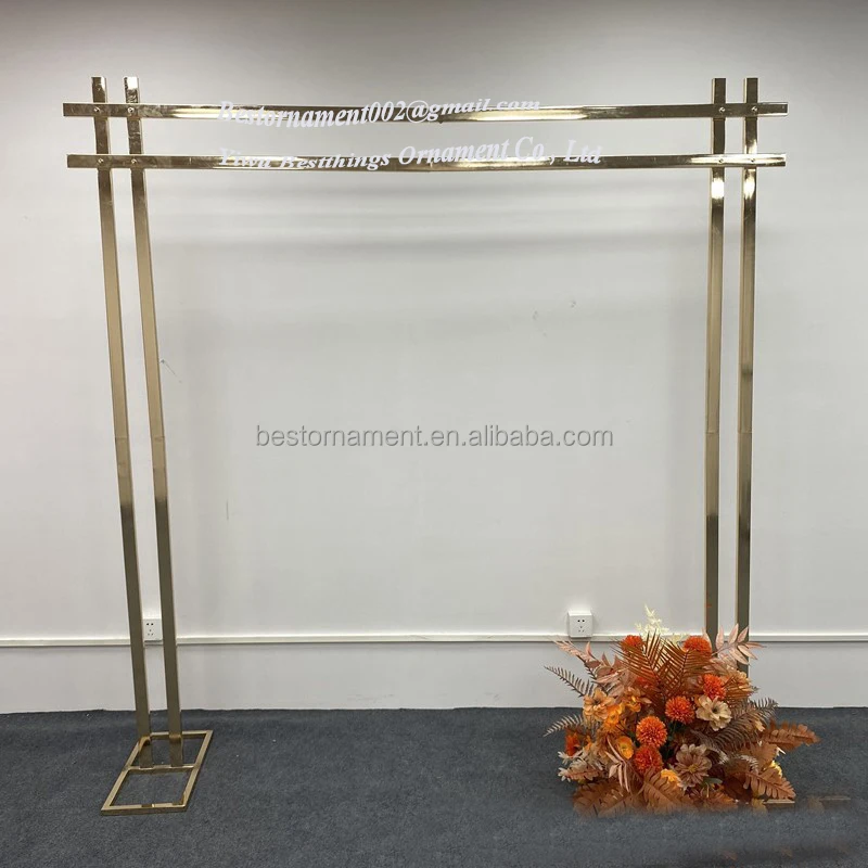 Wedding Gold Metal Wavy Background Backdrop Stand for Events