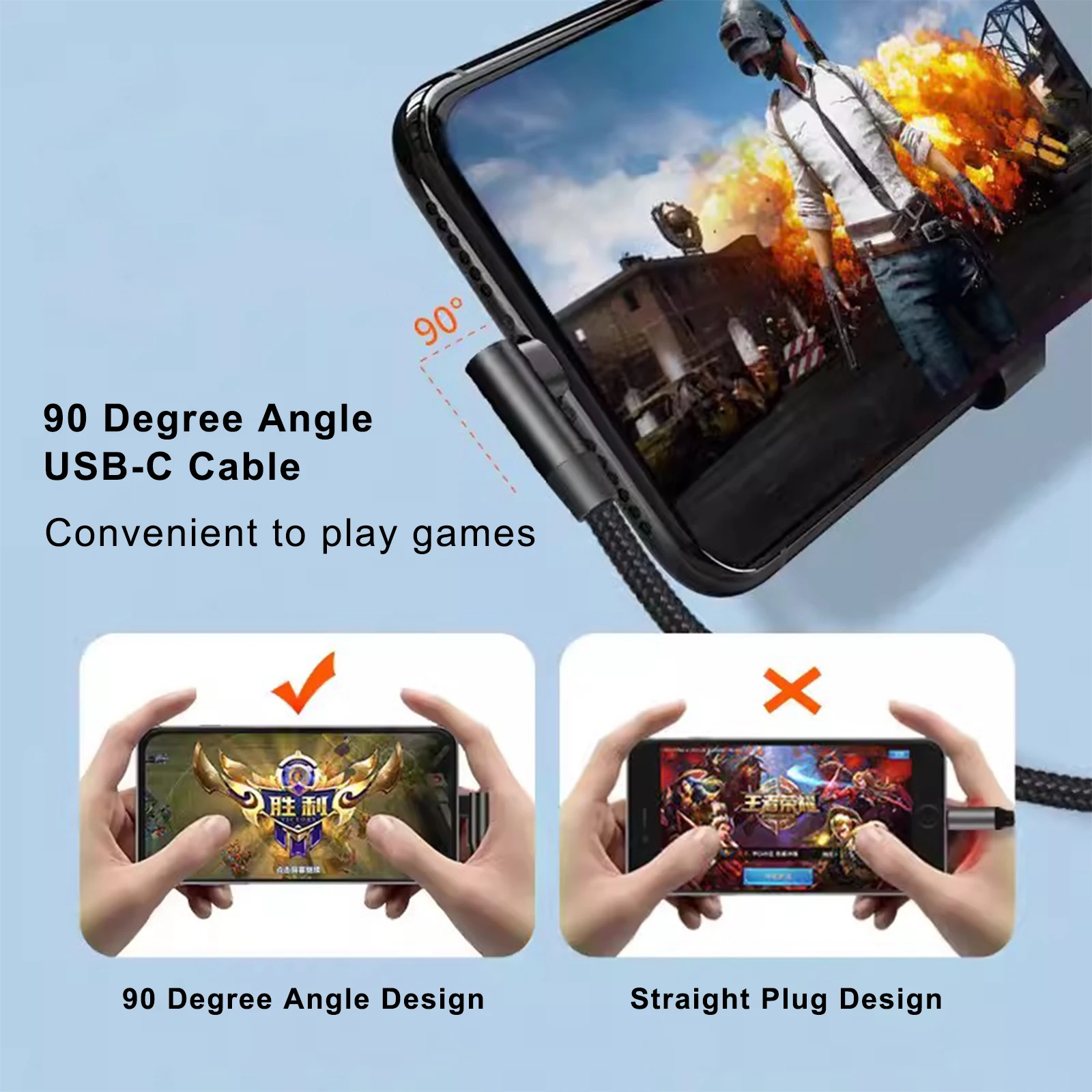 90 Degree Right Angle To Usb Type C Cable 65w Fast Charging For Smart Phones - Buy Usb C Cord ...