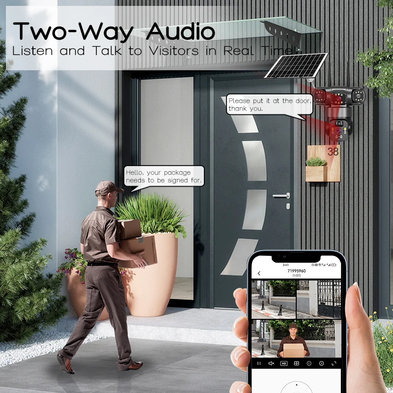 12MP V380 Pro Solar Powered Wireless 4G Wifi Surveillance Camera