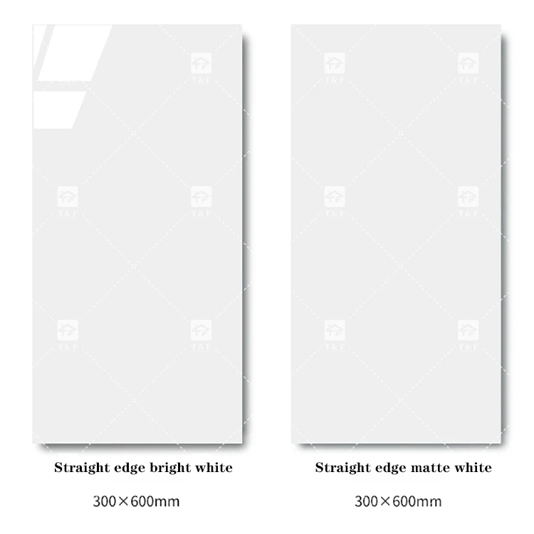 300x600mm Super White Glossy Porcelain Tiles for Interiors