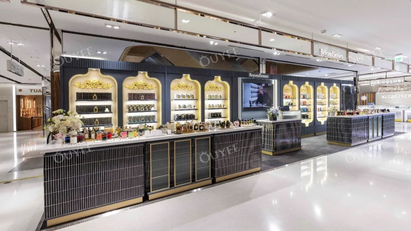 Luxury Mall Kiosk Perfume Display Design - Scent Bar Showcase