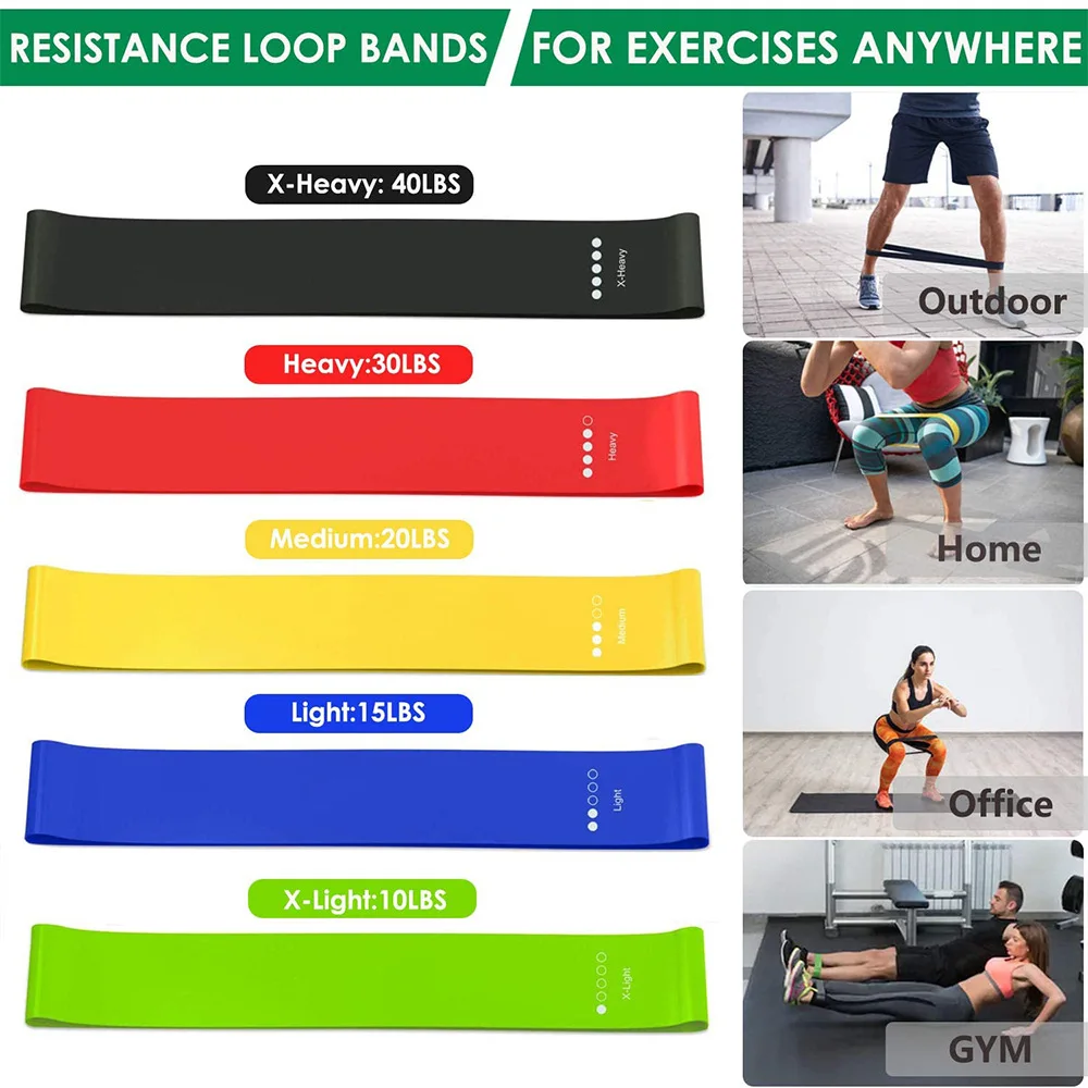 NQ SPORTS Custom 5-Piece Latex Fitness Bands De Resistancia Exercise ...