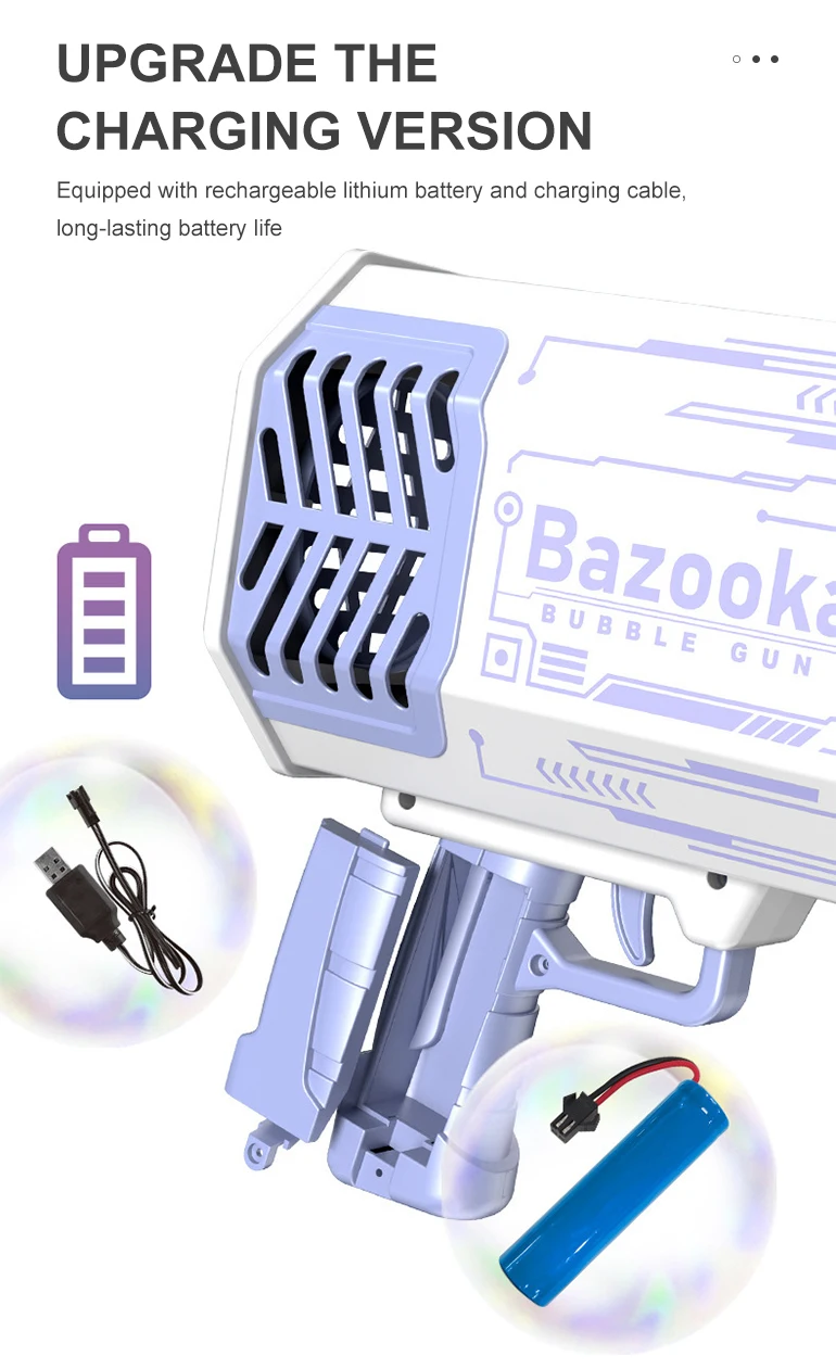 Wholesale Light Up Bubble Toys Kids New 69 Holes Glare Bazooka ...