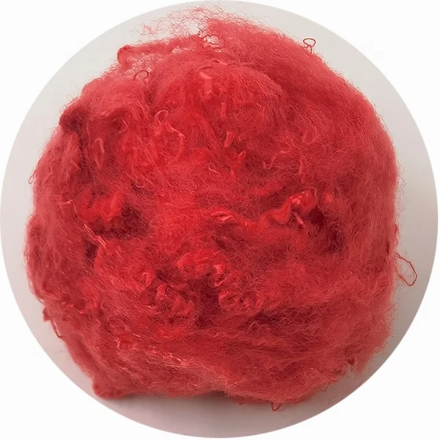 Virgin Red Color Poly Silicon Low Melt Fiber 2d 4d 51mm Fill Use ...