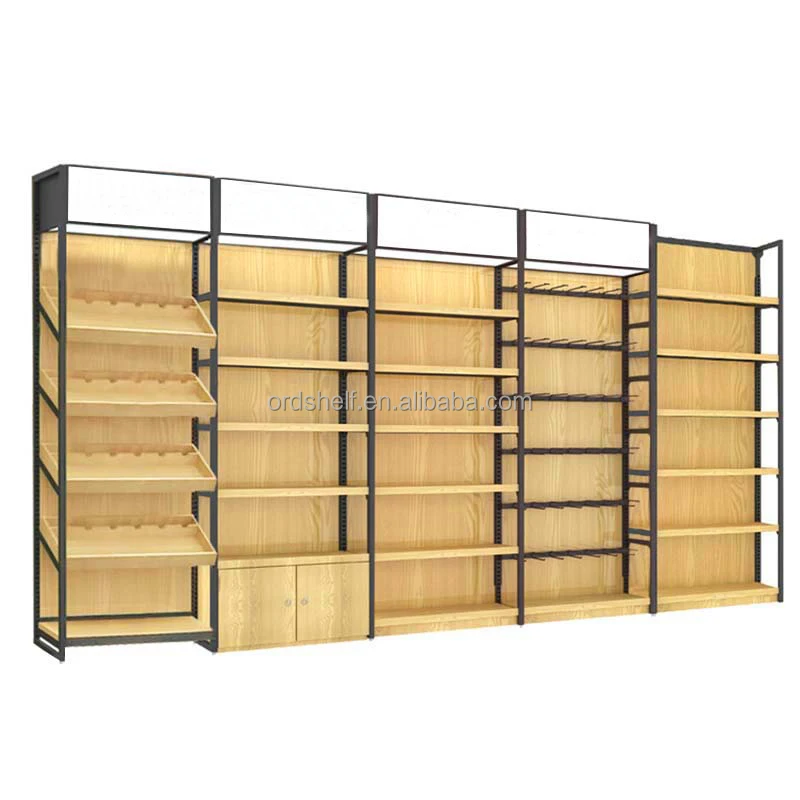 Wooden Display Gondola for Wine Shelf Rack Gondola Shelving Racks ...