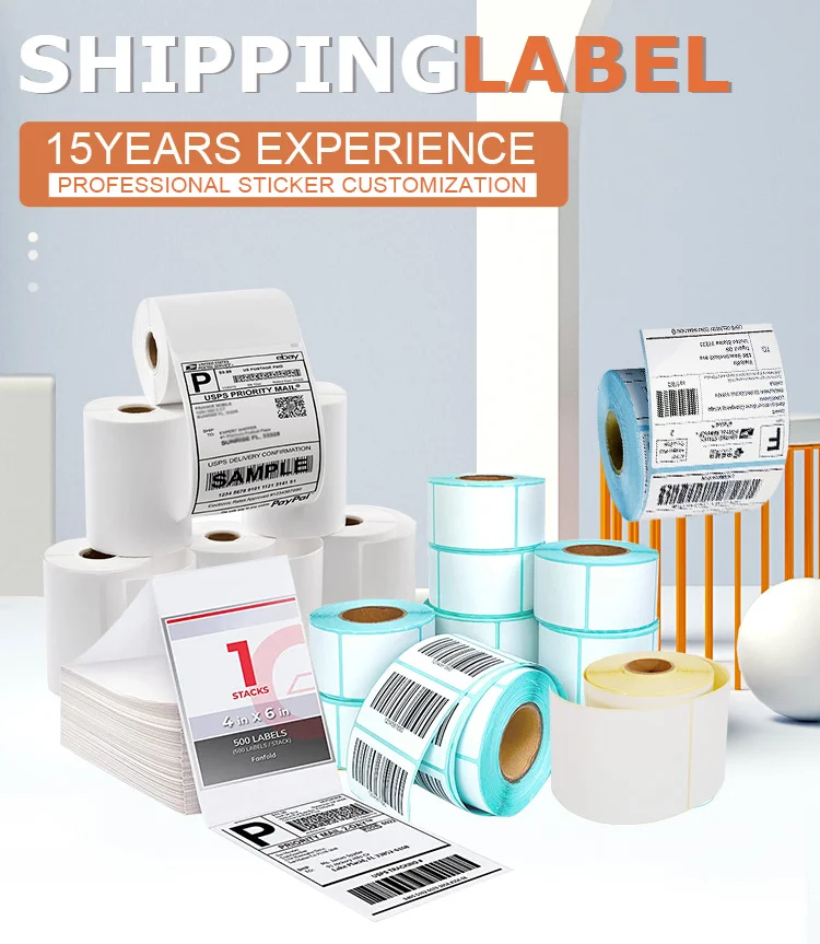 Blank White 4 X 6 Inch Direct Thermal Blank Shipping Paper Label Roll ...