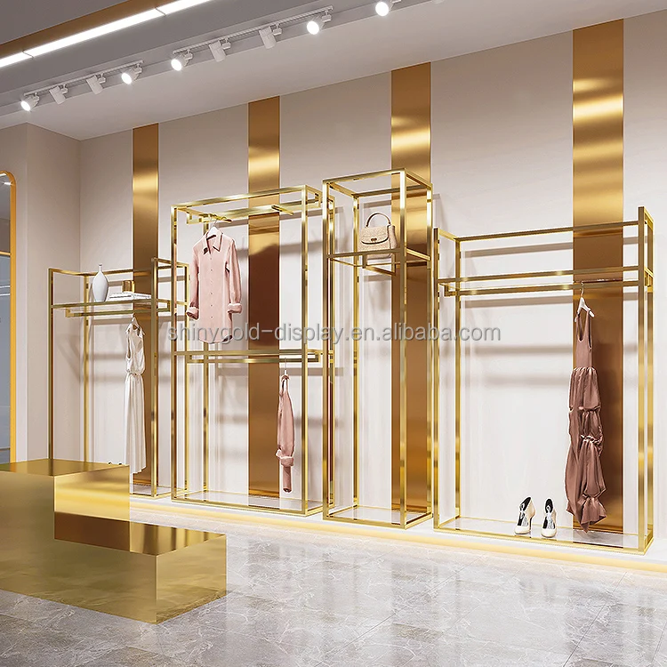 Custom Garment Metal Shelf Women Store Dress Display Stands Stainless ...