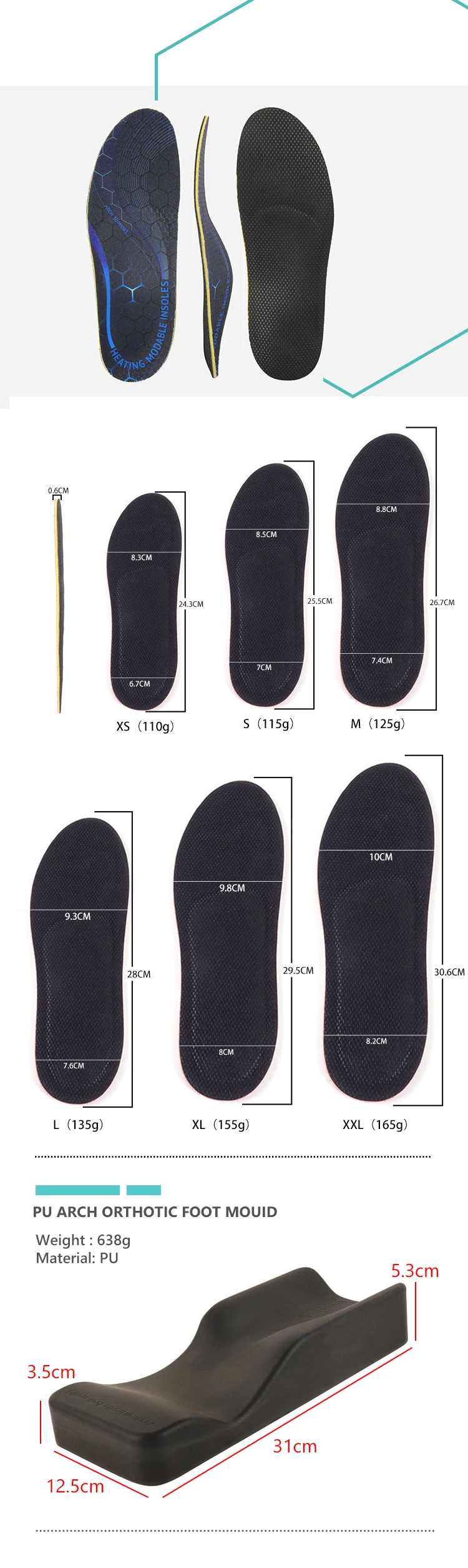 Joghn Heat Moldable Insole Ovens Personalized Shoe Insoles Adjustable ...
