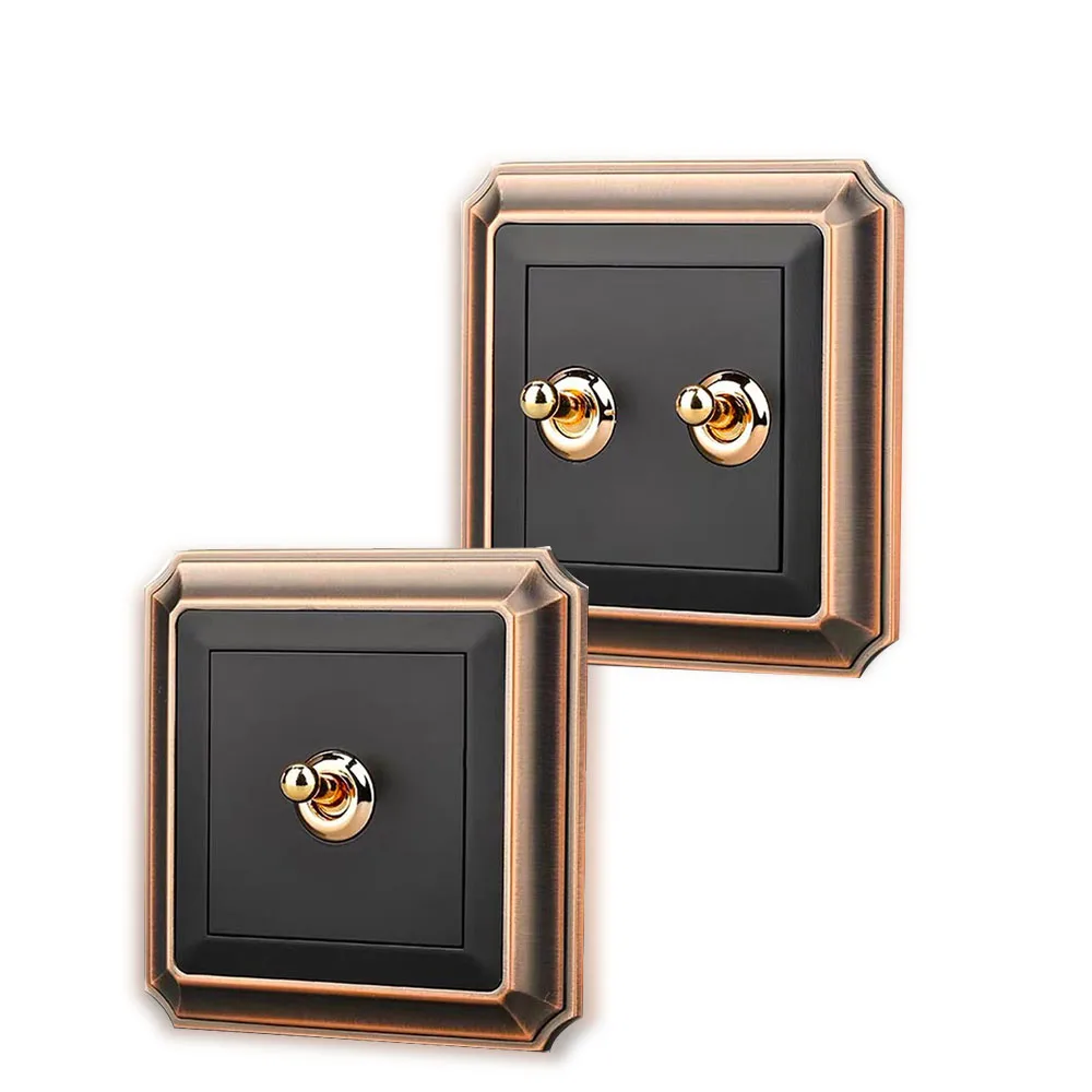 86 Wall Toggle Switch Zinc Alloy Panel Retro Style Red Antique Brass ...