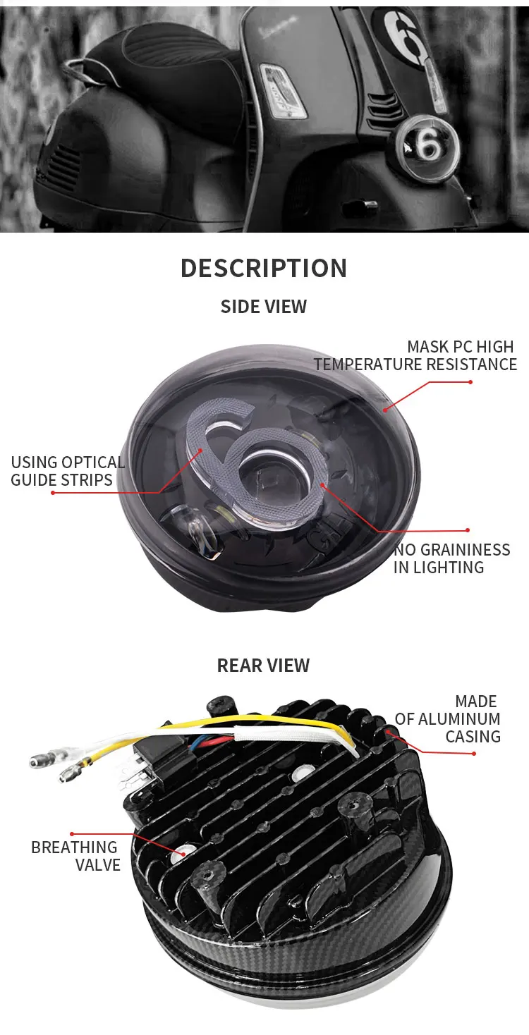 Tri-color Carbon Fiber Hi-lo Beam Dynamic Sequential Led Motorcycle ...