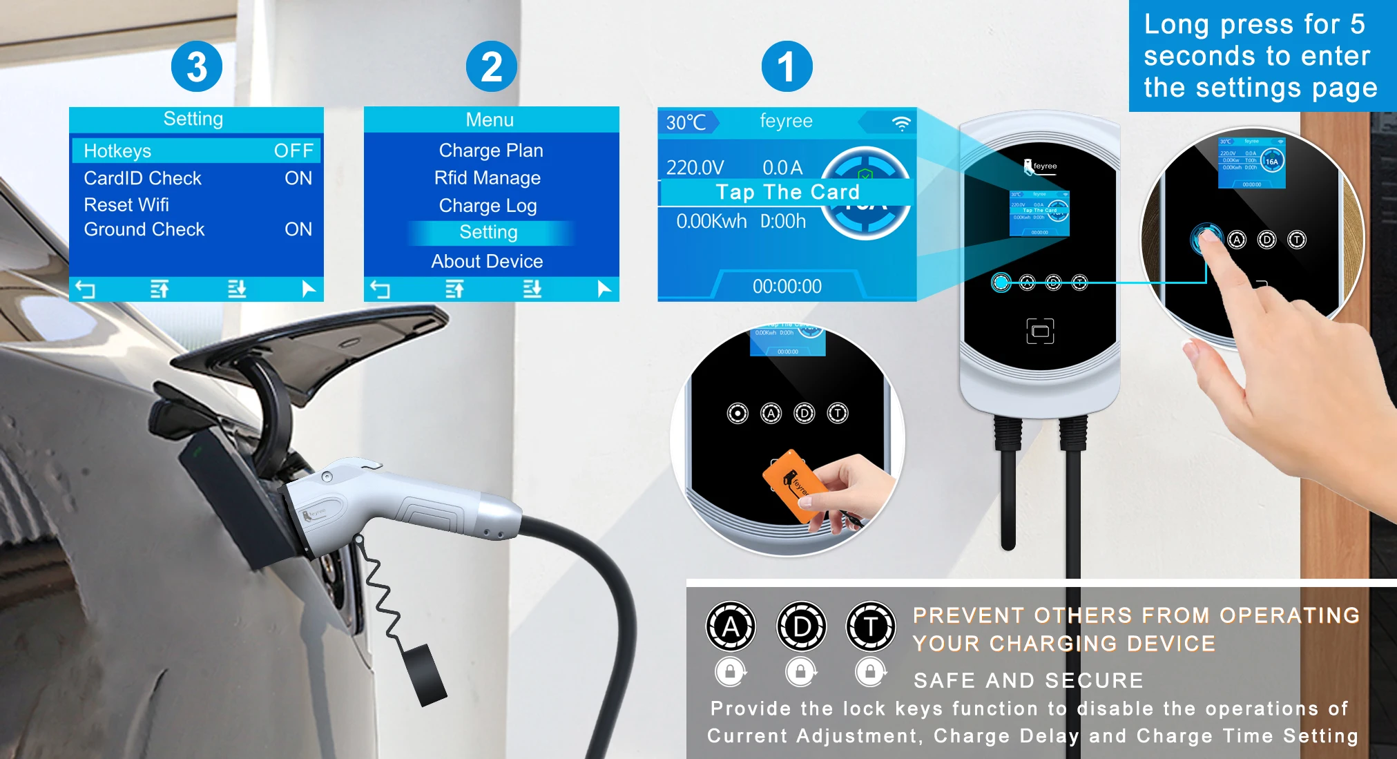 Feyree Ev Charger Wallbox Ev Electric Car Type 1/type2 / Gbt Charging ...