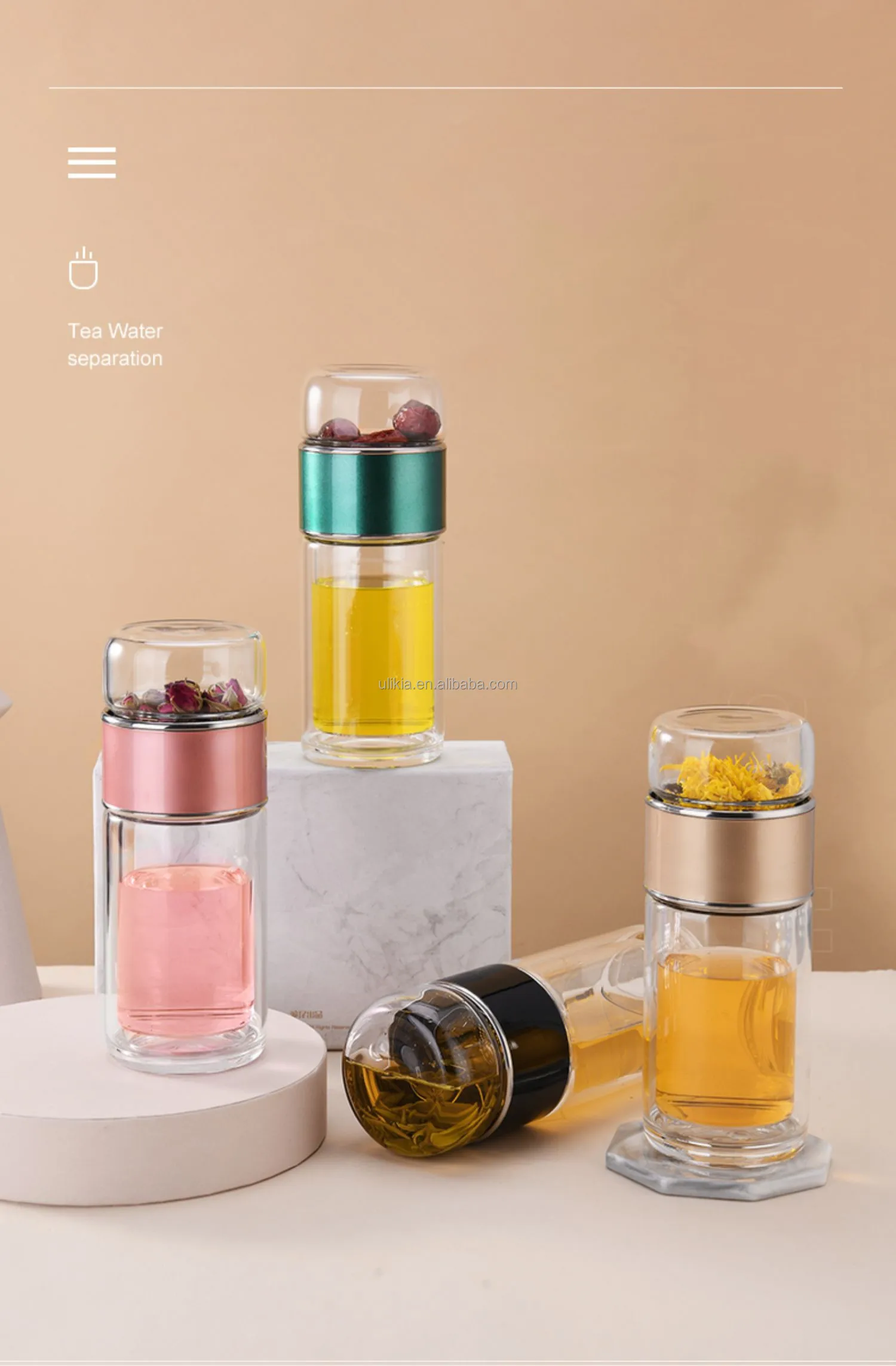 Double Wall Glass Water Bottle - Perfect for Tea & Water