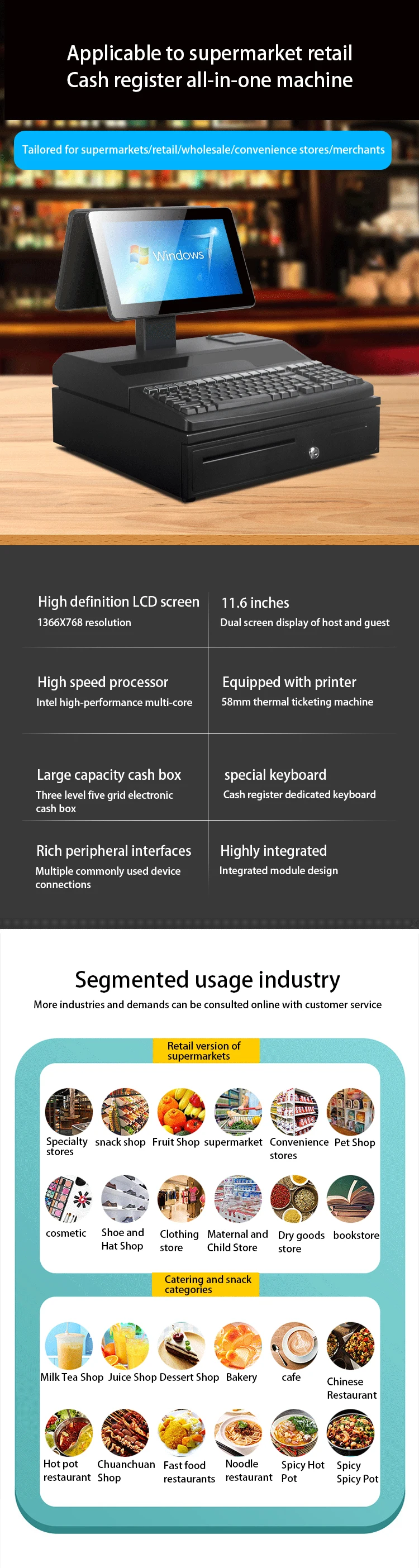 Supermarket Convenience Store Pos Cash Register,System Equipment Cash ...